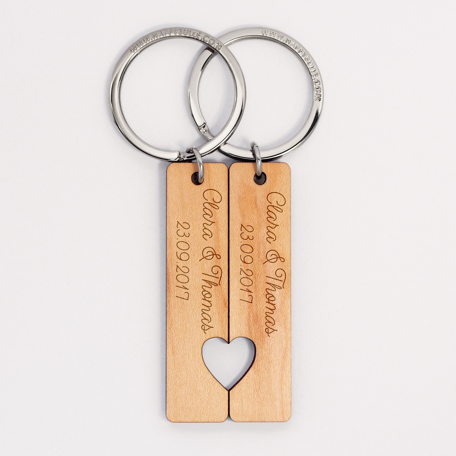 Pair of personalised matching keyrings ‘for lovers’ with engraved ...