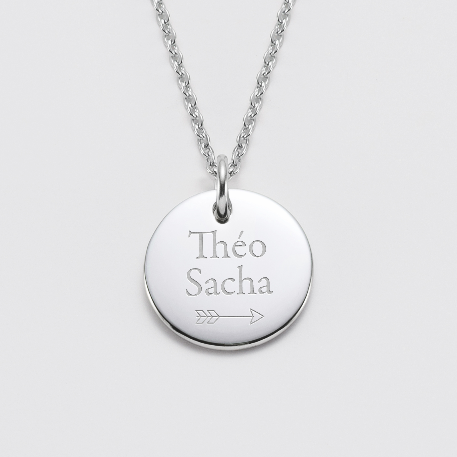 Pendentif acier homme personnalisé médaille 20 mm gravée