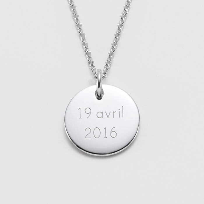 Pendentif acier homme personnalisé médaille 20 mm gravée