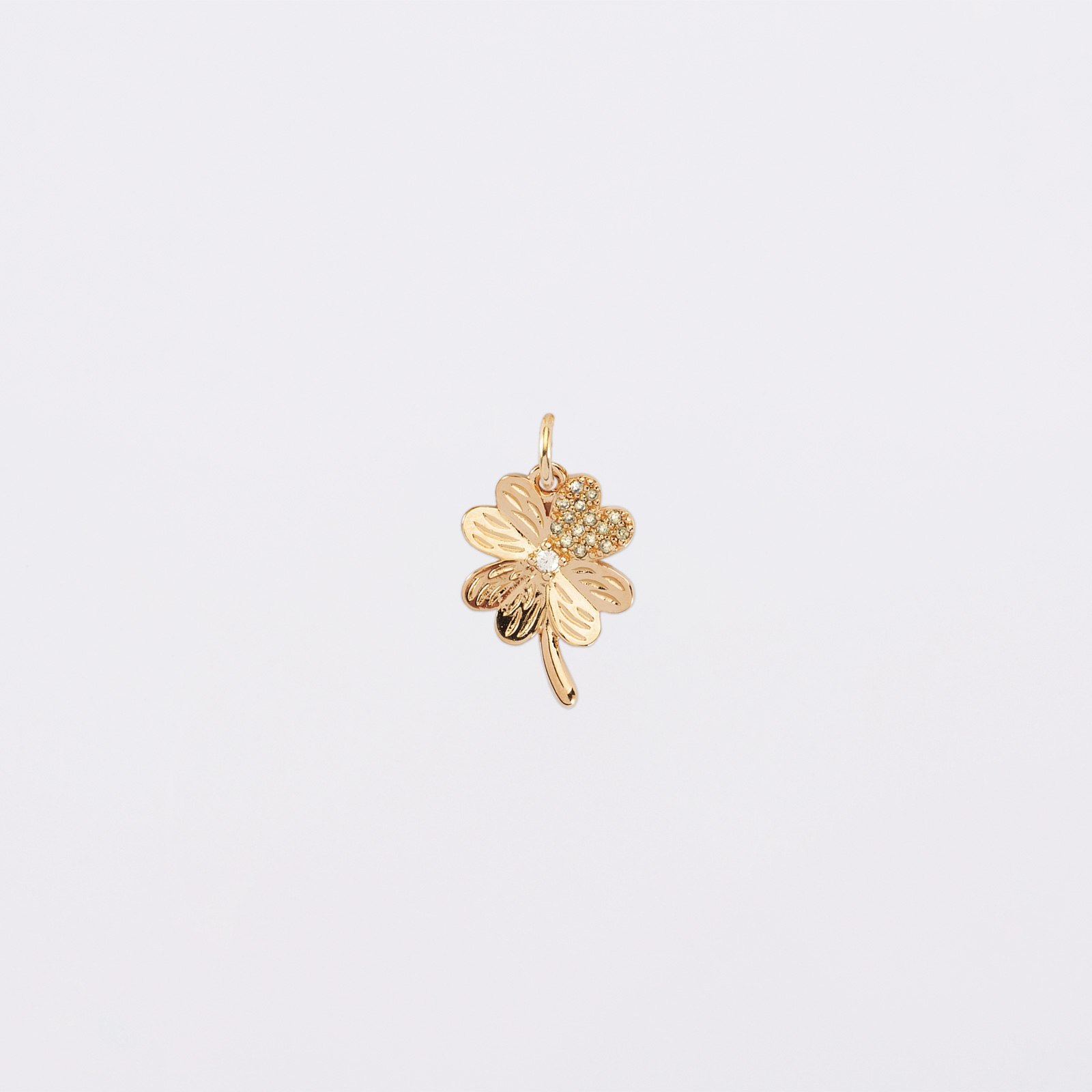 Breloque trèfle 15 mm scintillant plaqué or | HappyBulle