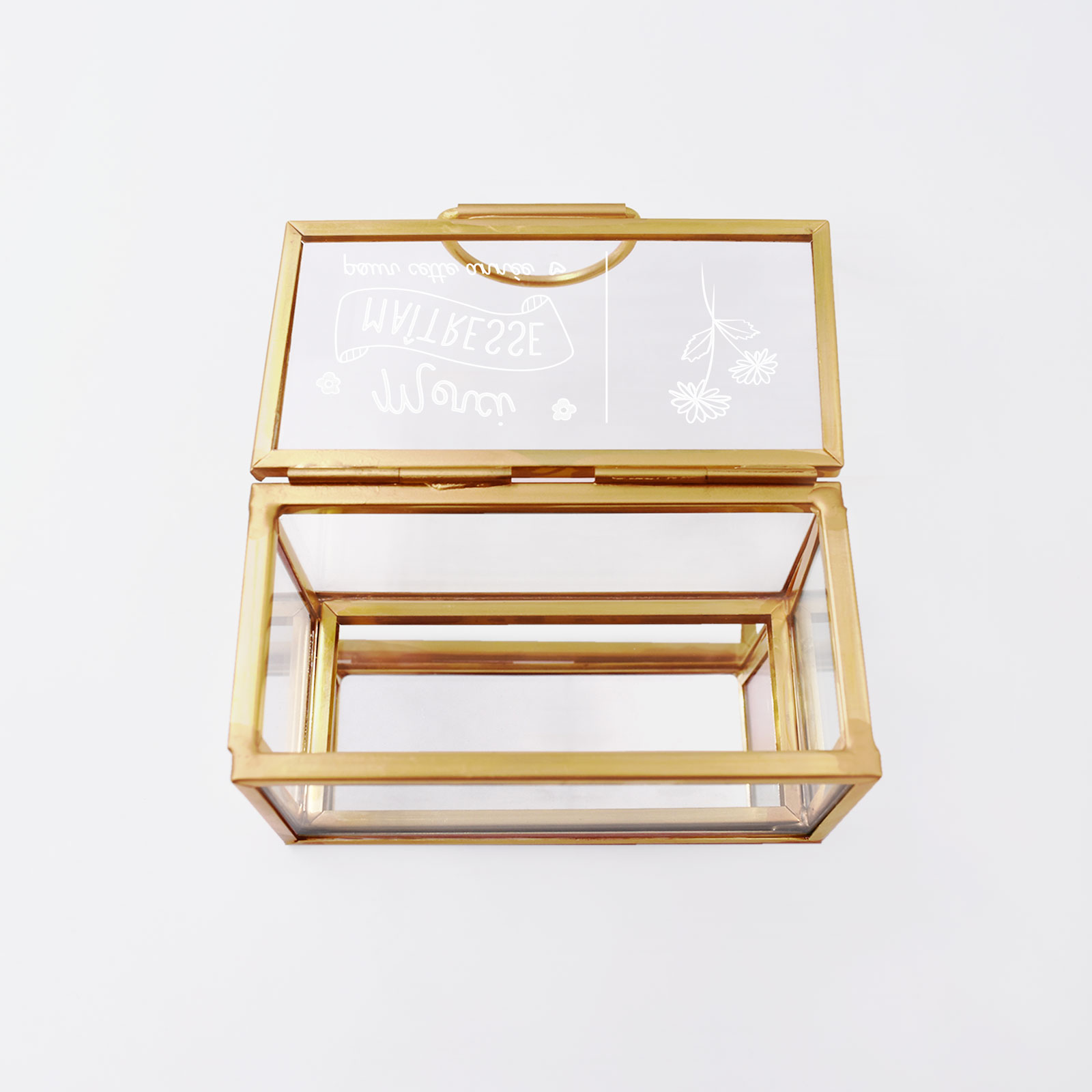 Boîte à bijoux "Merci maîtresse" personnalisée rectangle verre gravé 8x4x4 cm | HappyBulle