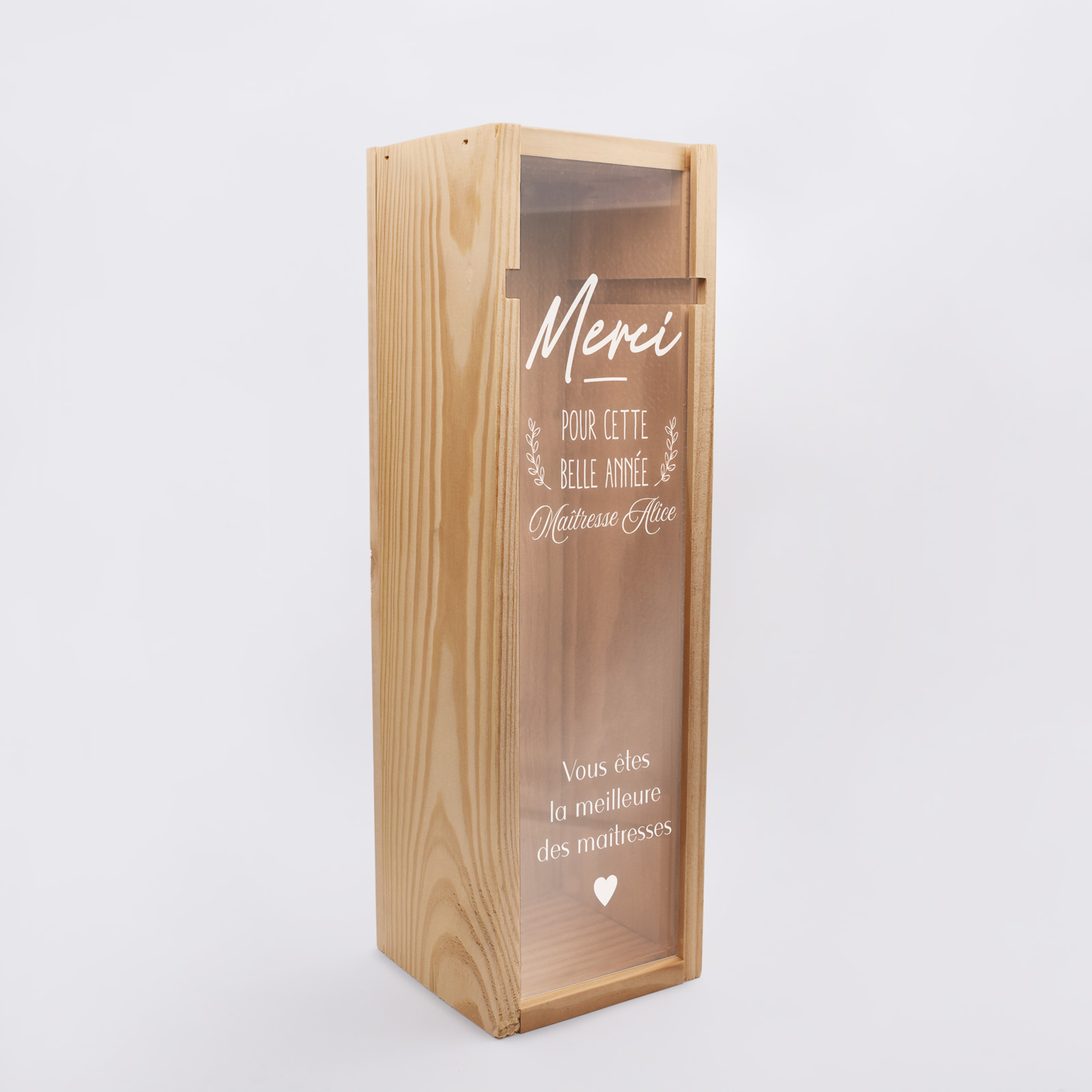 Caisse de vin "Merci pour cette belle année" bois couvercle ...