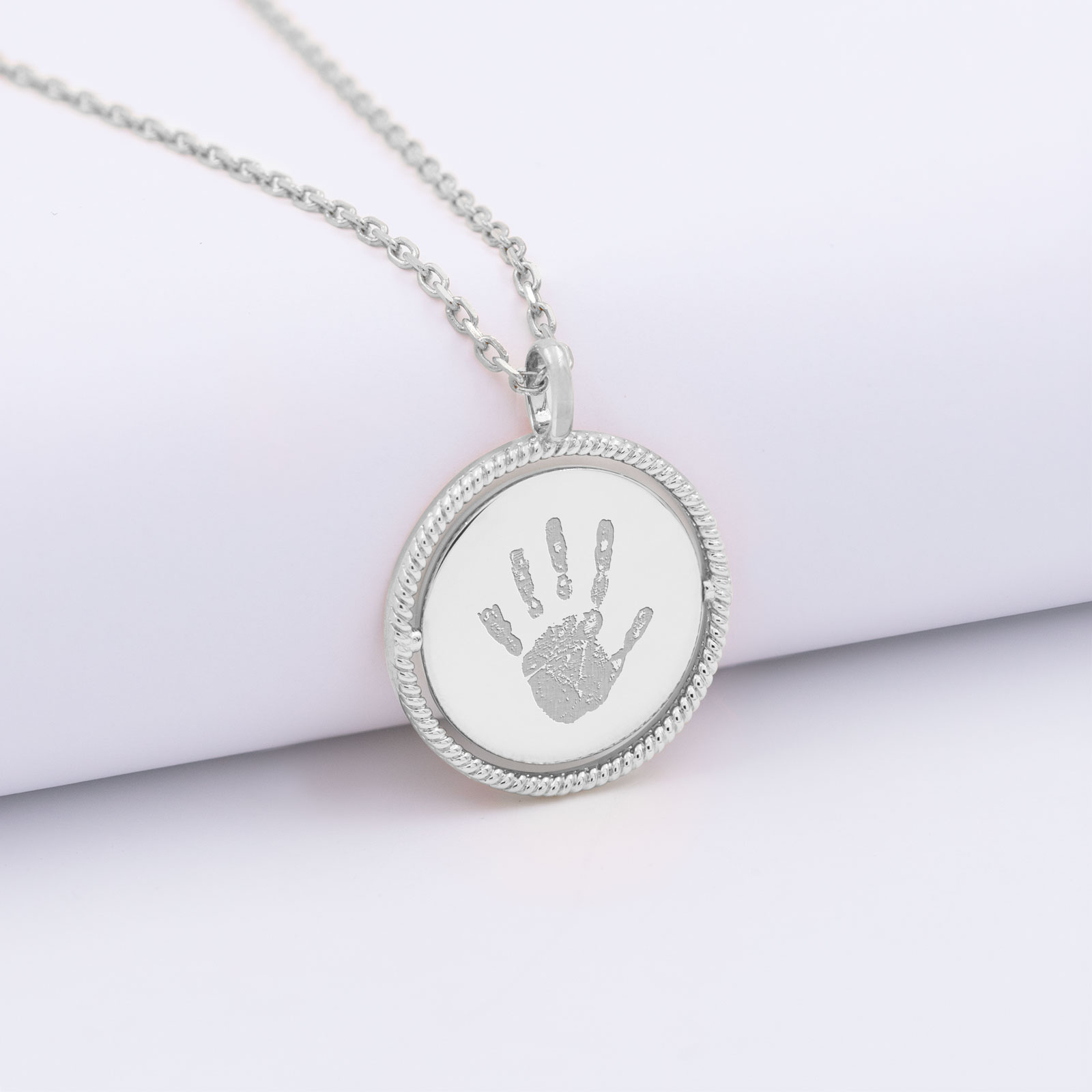 Children's Personalised Engraved Silver Eternal Braided Edge Reversible ...