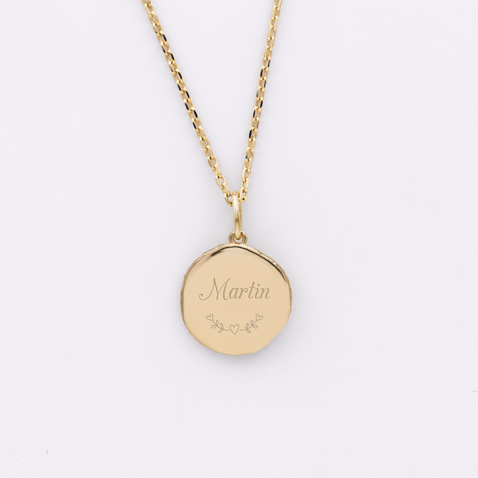 Personalised Engraved Gold-Plated Compass Rose Textured Disc Pendant 14 ...