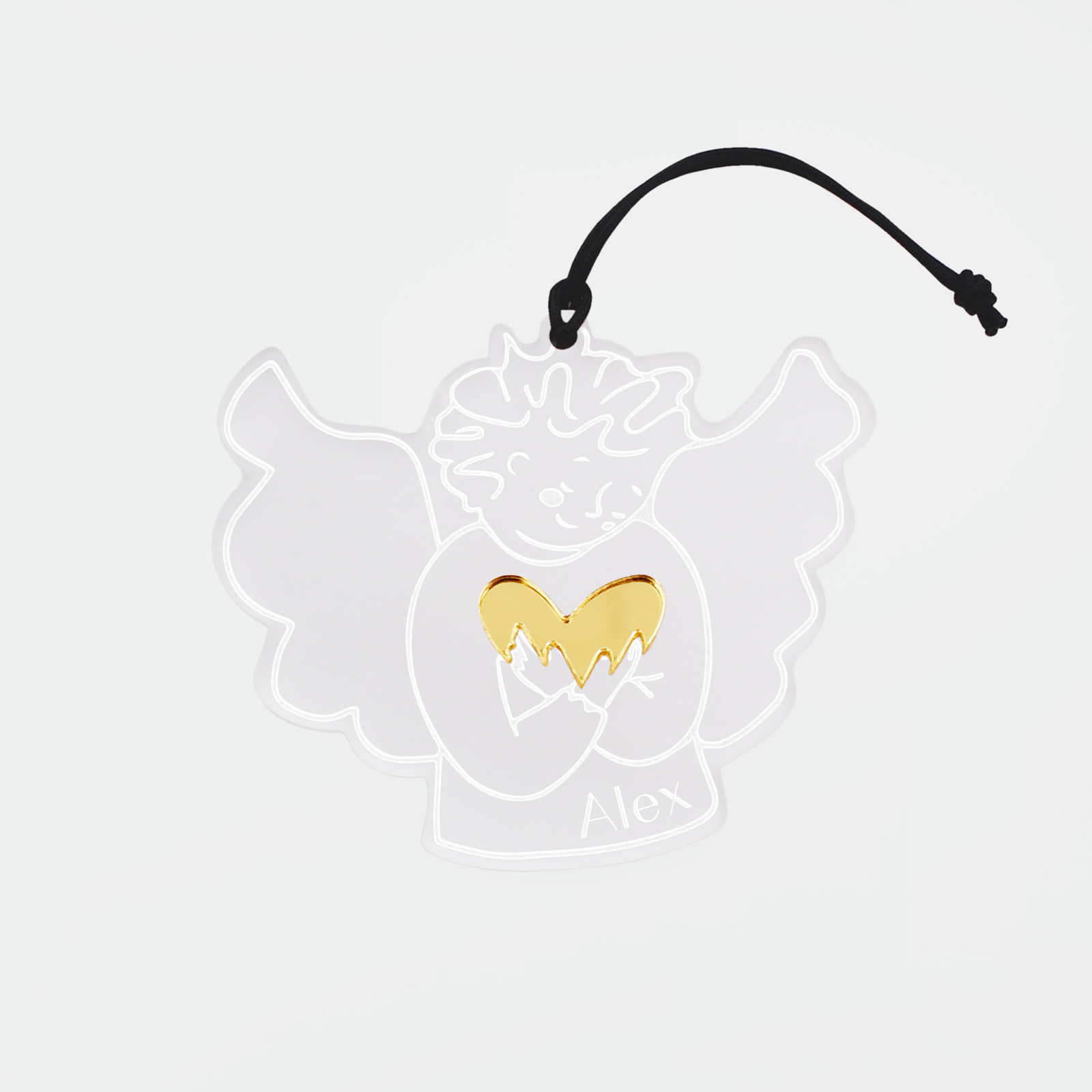 Personalised Engraved Angel Hug Frosted Acrylic Bauble - HappyBulle x ...