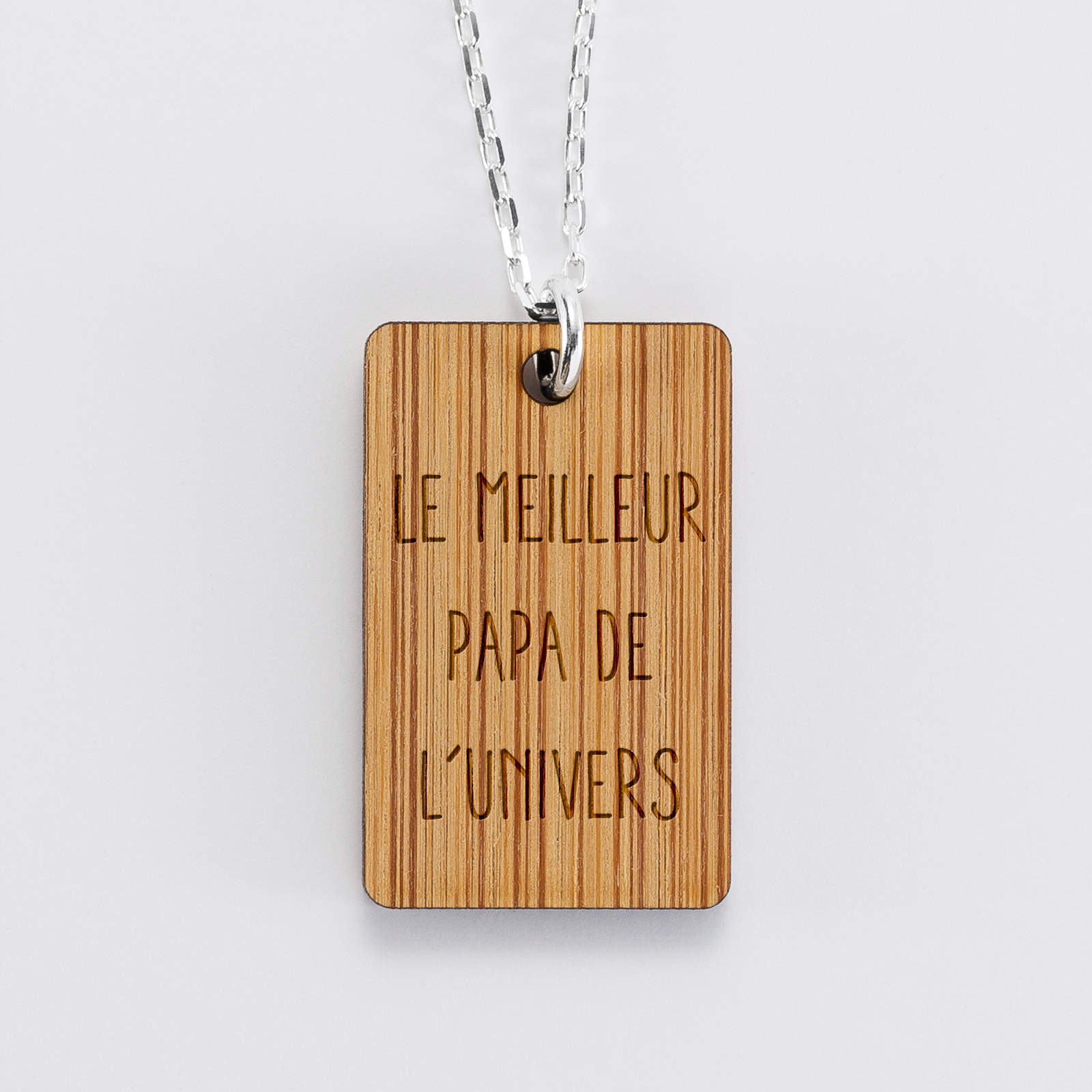 Pendentif homme personnalisé médaille gravée bois rectangulaire ...