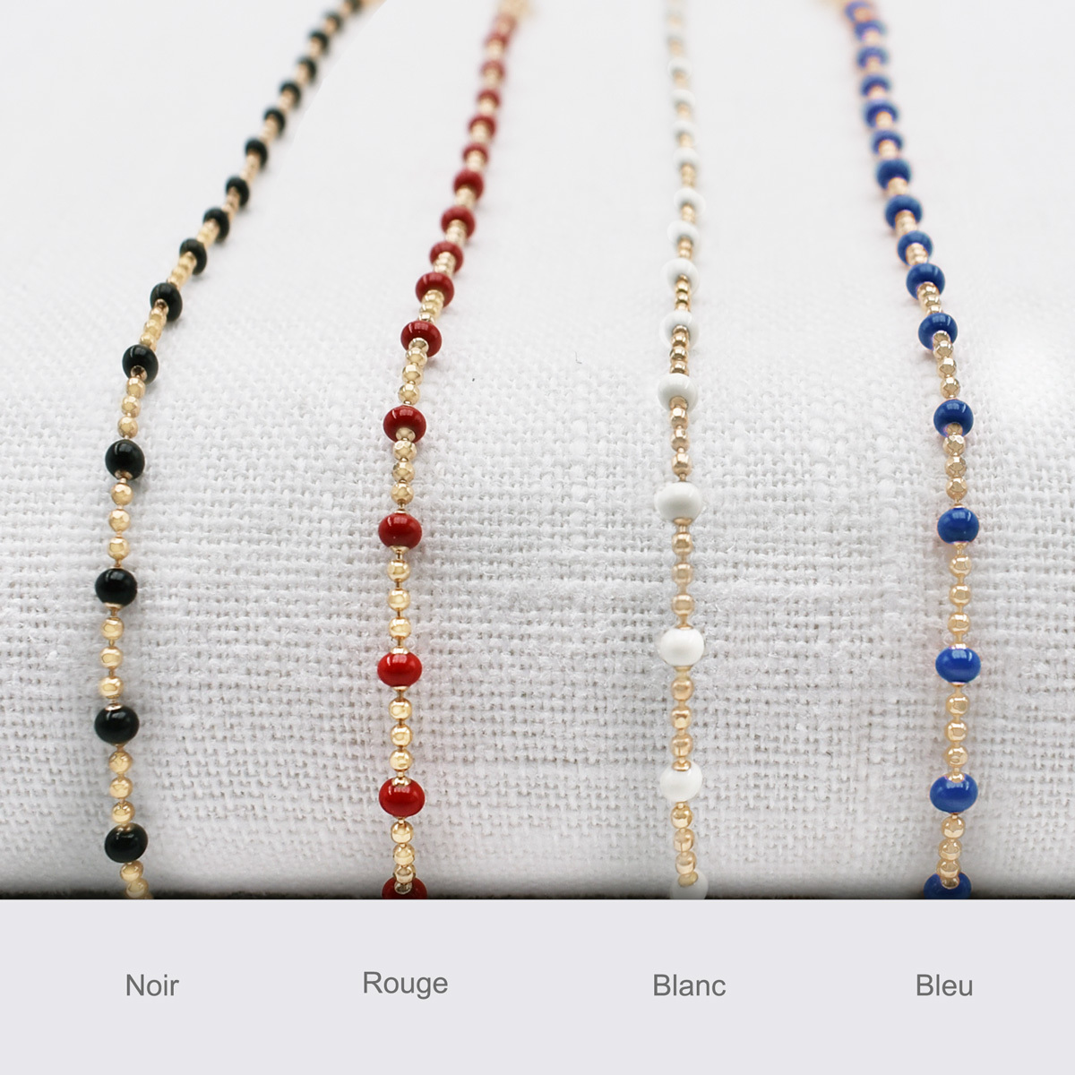 Bracelet perles colorées personnalisé médaille 15 mm gravée plaqué or ...