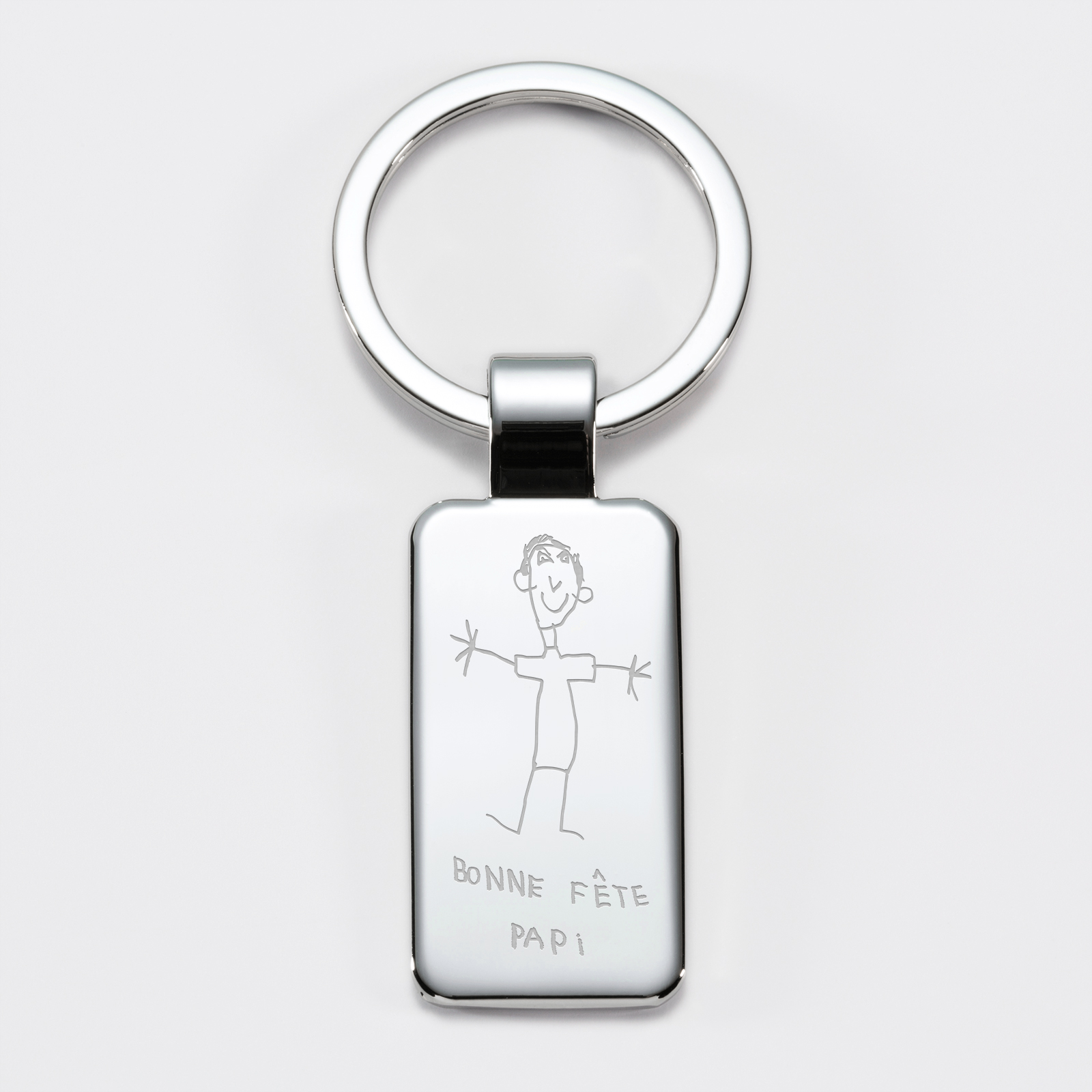 Porte clé personnalisé acier forme rectangle 41x22 mm | HappyBulle