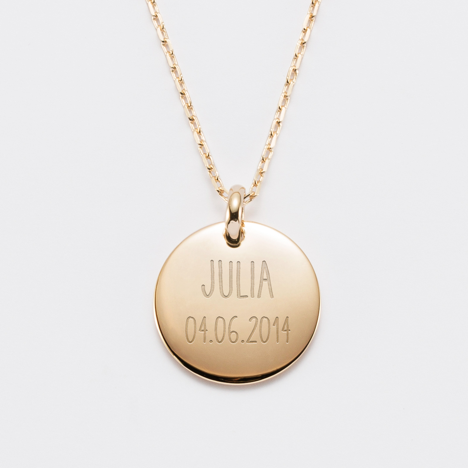 Pendentif homme personnalisé médaille gravée bombée or 20 mm | HappyBulle