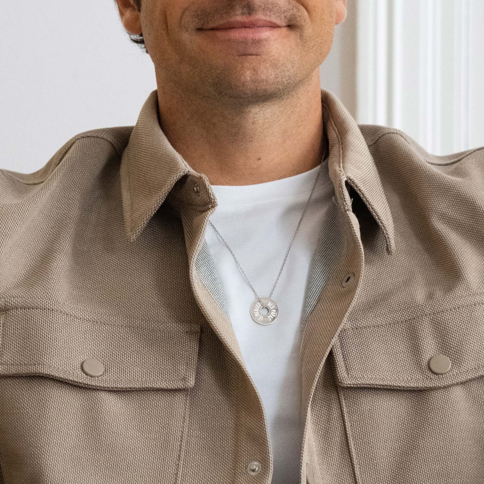 Collier personnalisé médaille homme gravée argent cible 20mm | HappyBulle