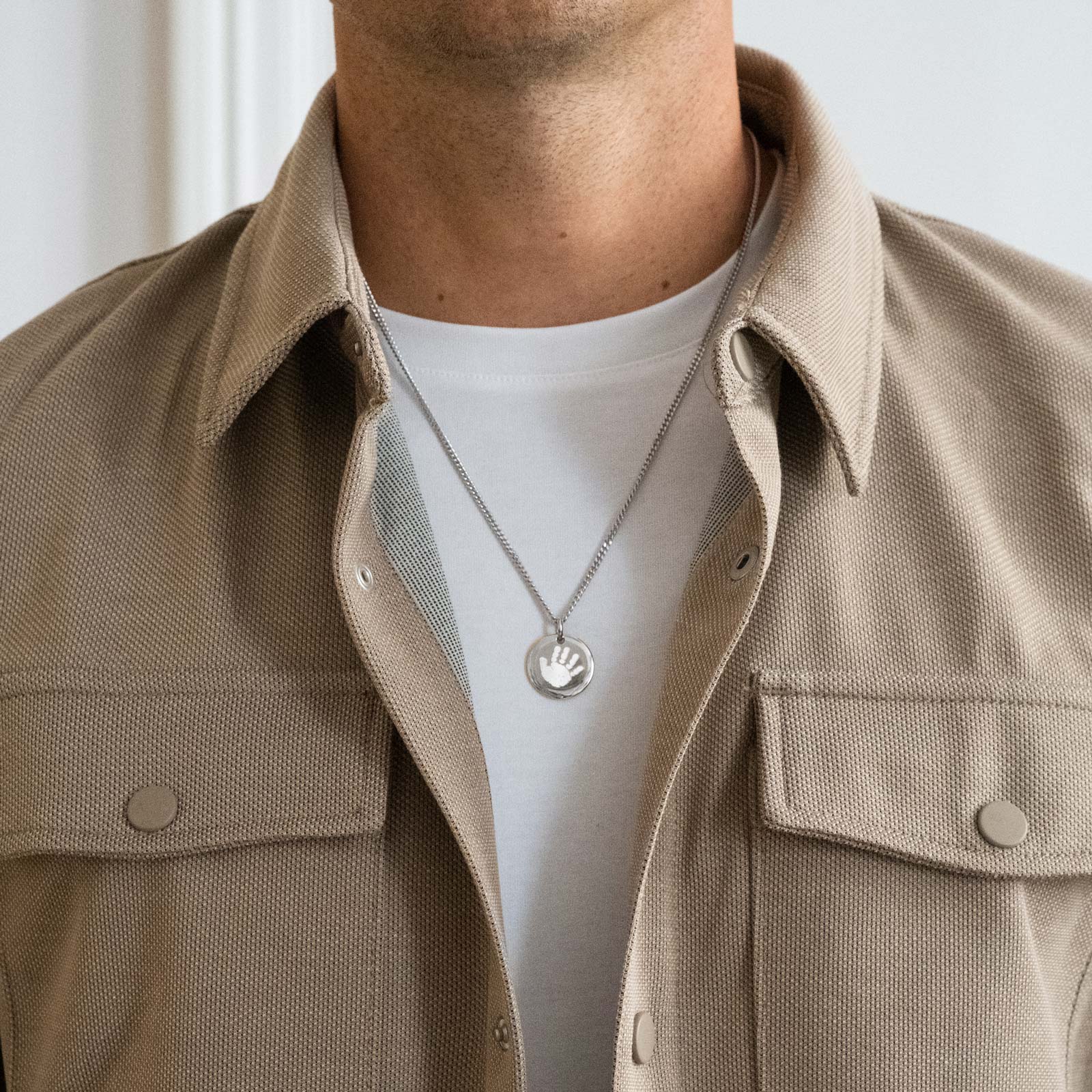 Pendentif homme personnalisé médaille gravée ronde bombée argent ...