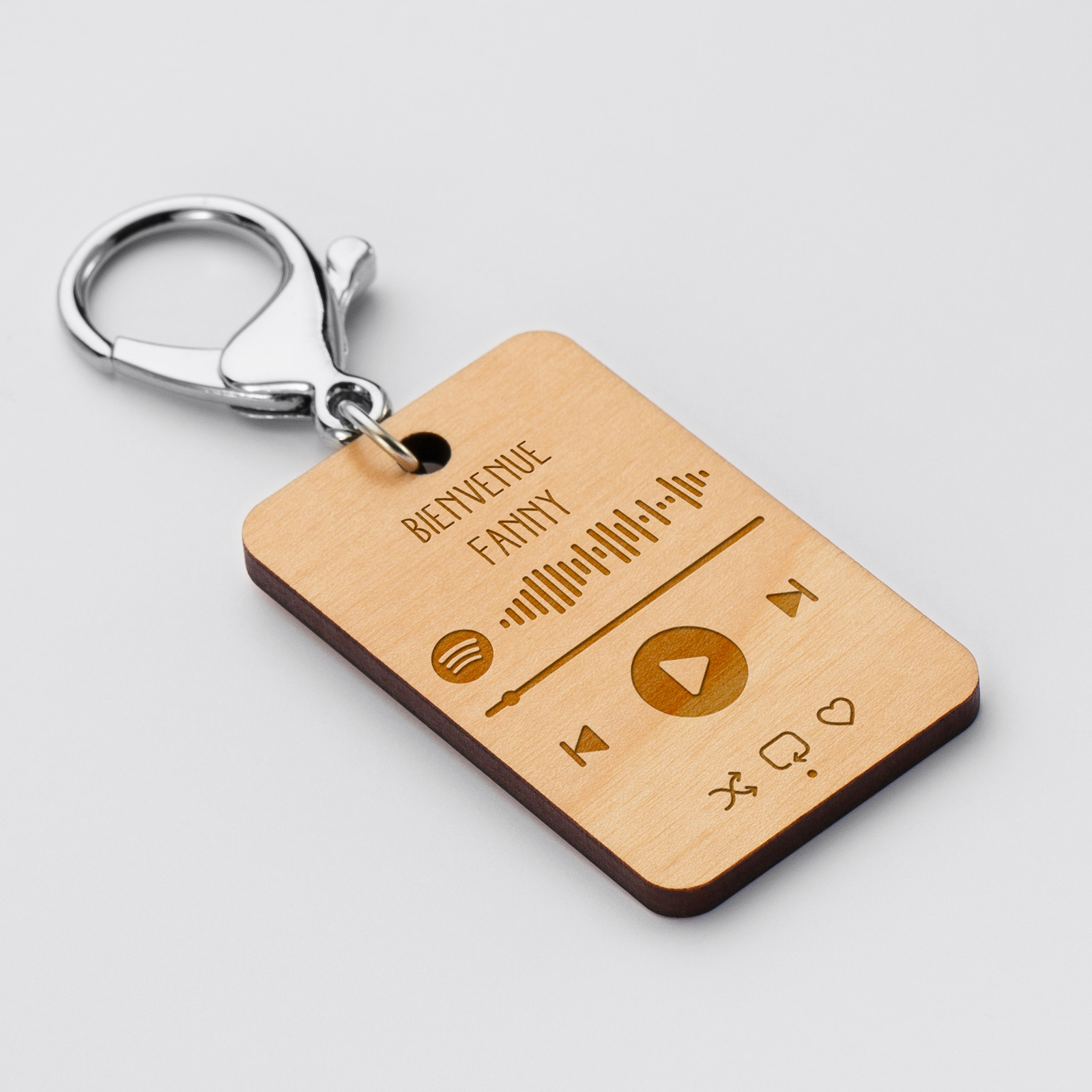 Porte clés musique code Spotify personnalisé bois rectangle gravé | HappyBulle