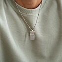 Pendentif homme personnalisé médaille gravée argent rectangulaire ...