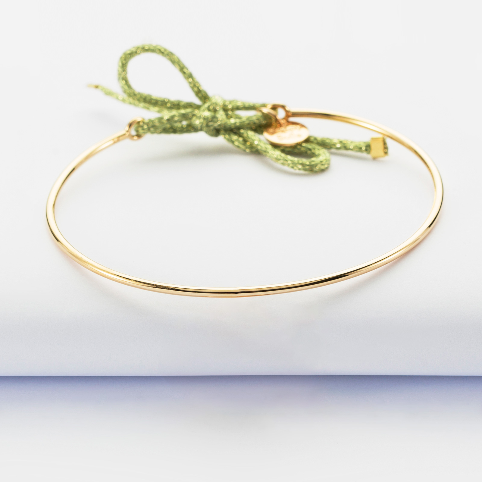 Bracelet plaqué or jonc et cordon pailleté | HappyBulle