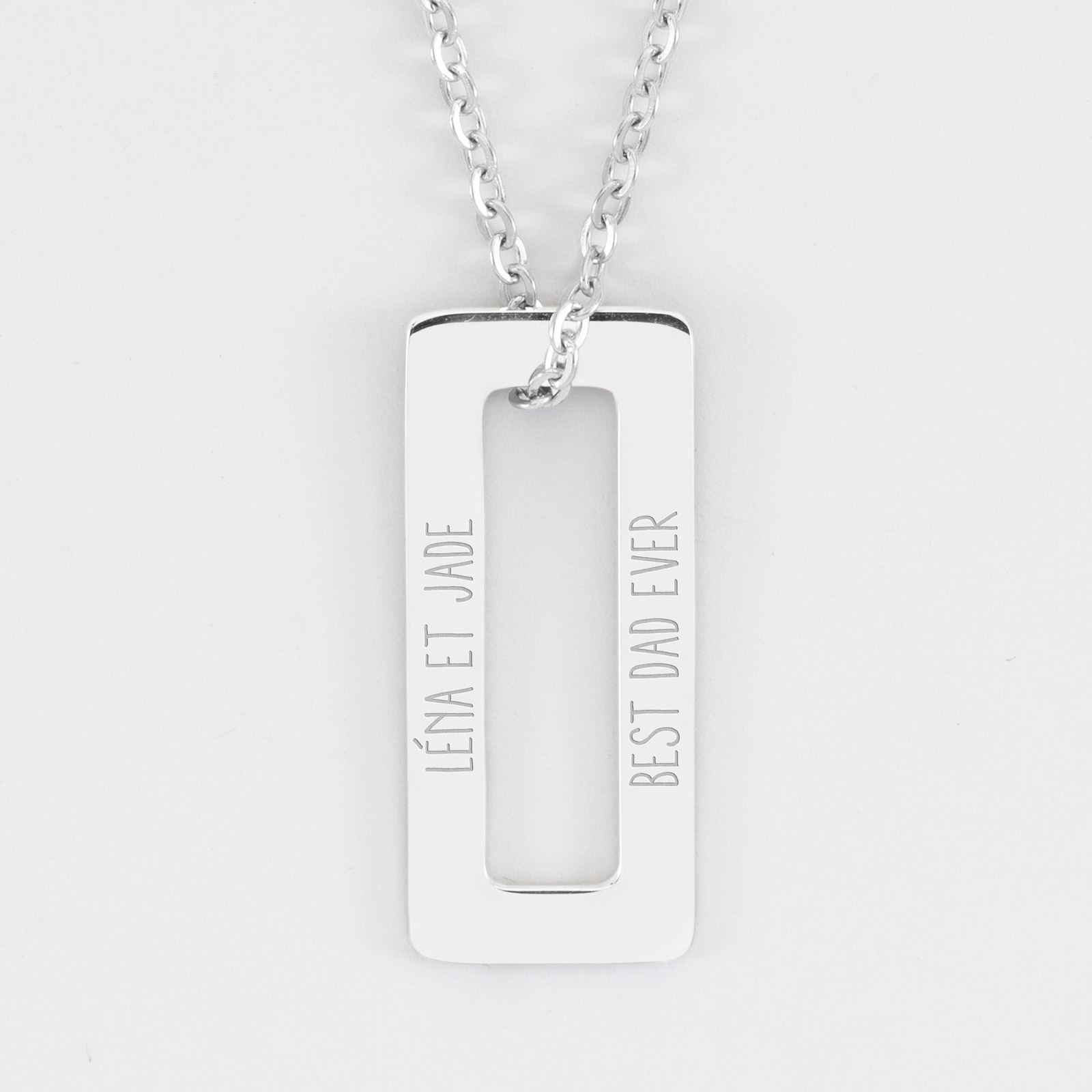 Pendentif maillon gravé personnalisé homme médaille acier rectangle ...