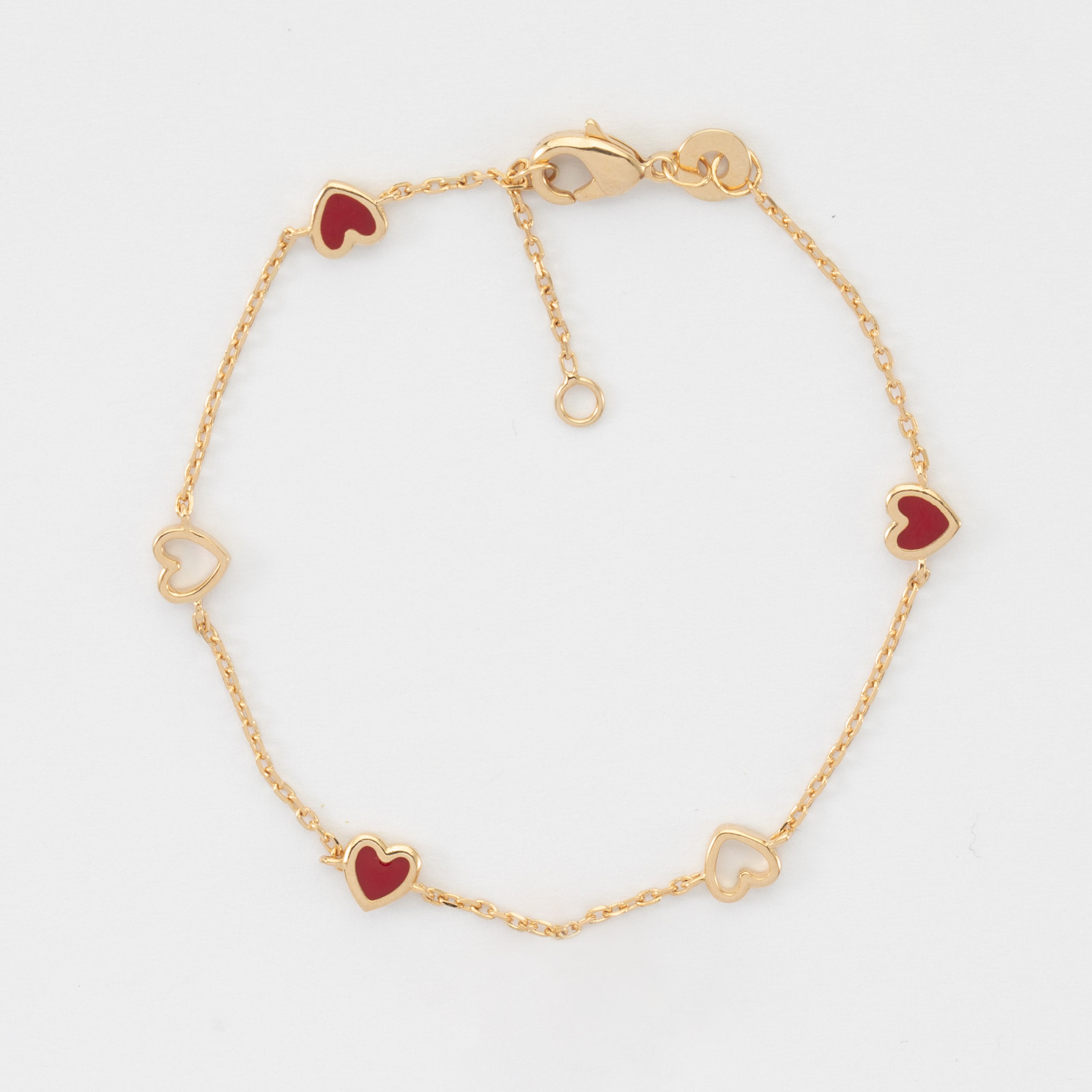 Bracelet plaqué or chaîne cœurs email et ajourés | HappyBulle