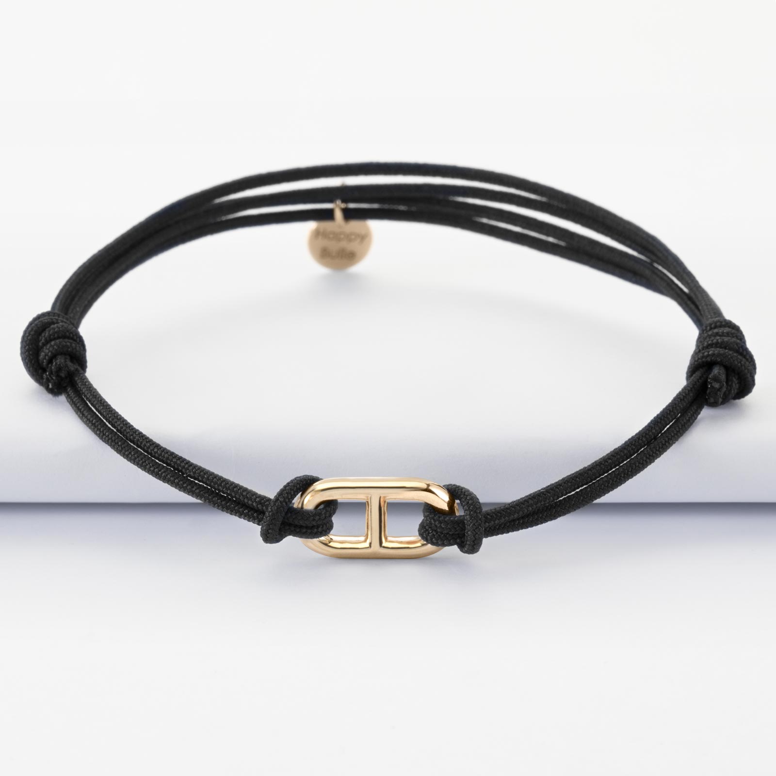 Bracelet plaqué or maille marine homme cordon double 15,4x9 mm | HappyBulle