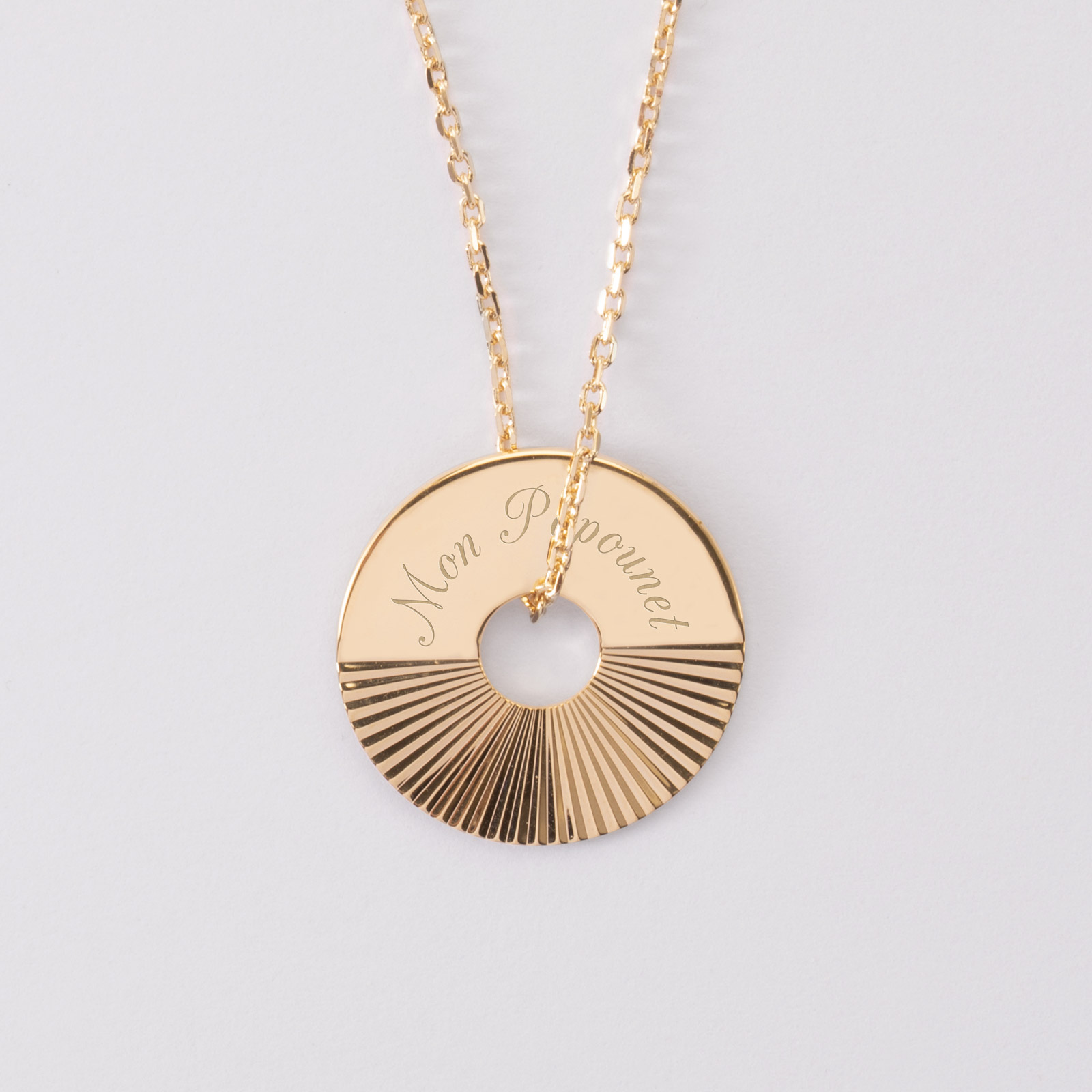 Pendentif plaqué or homme personnalisé médaille cible soleil gravée ...