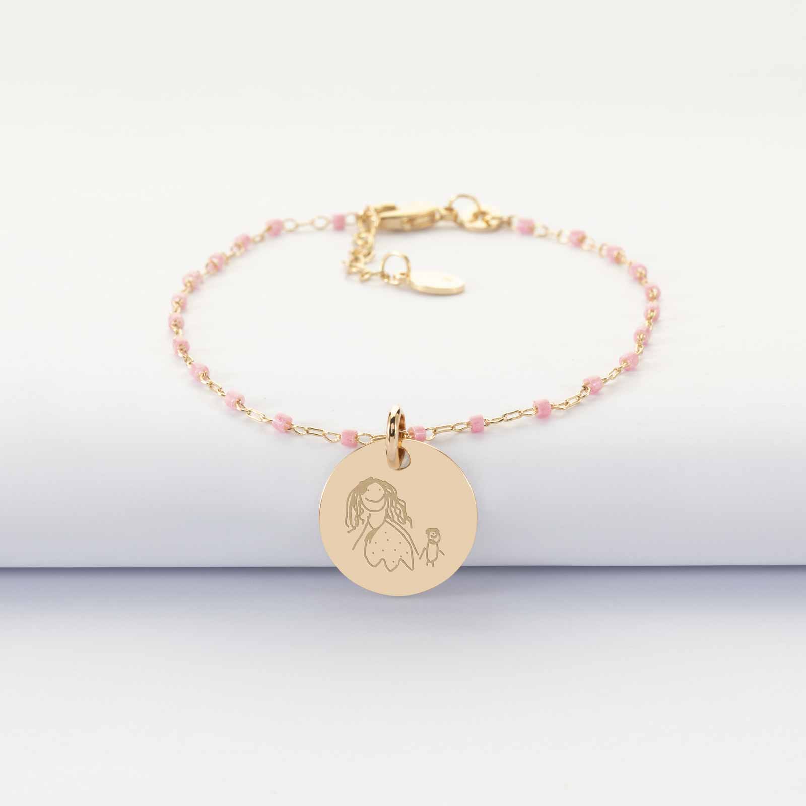 Bracelet personnalisé perles Miyuki colorées médaille 15 mm gravée ...