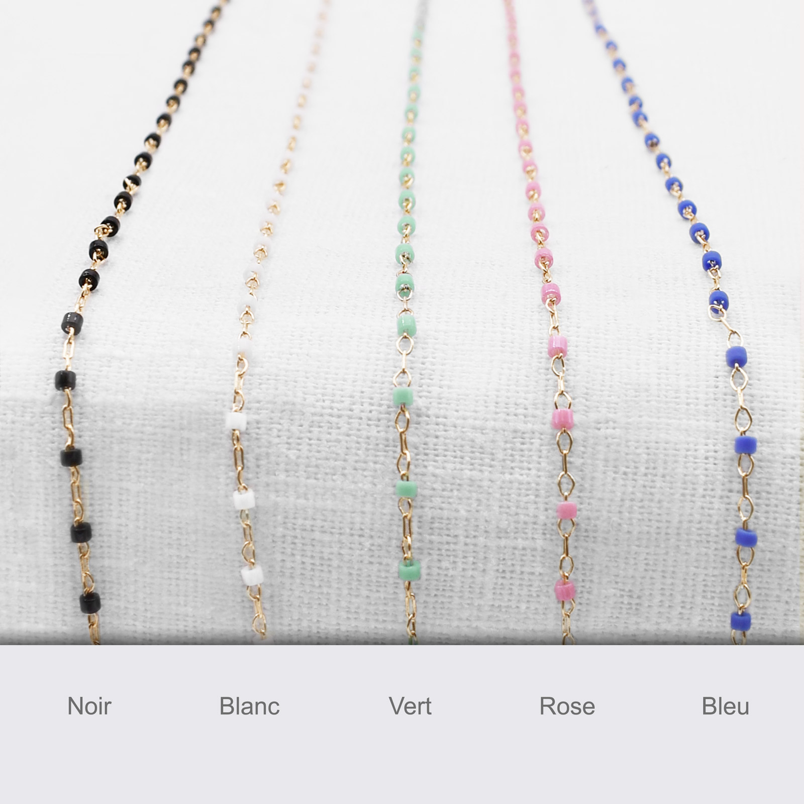 Chaîne perles de Miyuki colorées plaqué or | HappyBulle