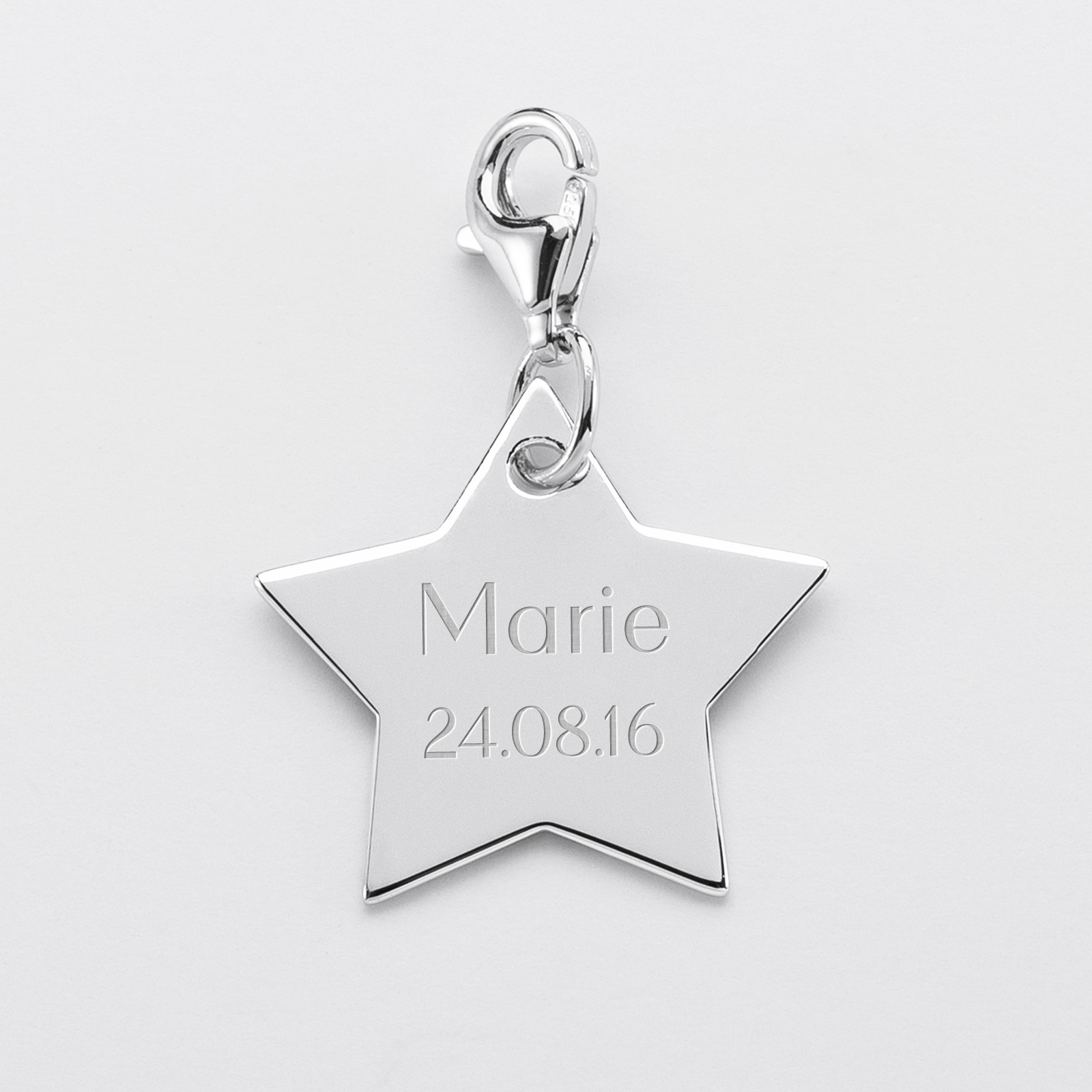 Engraved Silver Clip-On Star Charm | HappyBulle