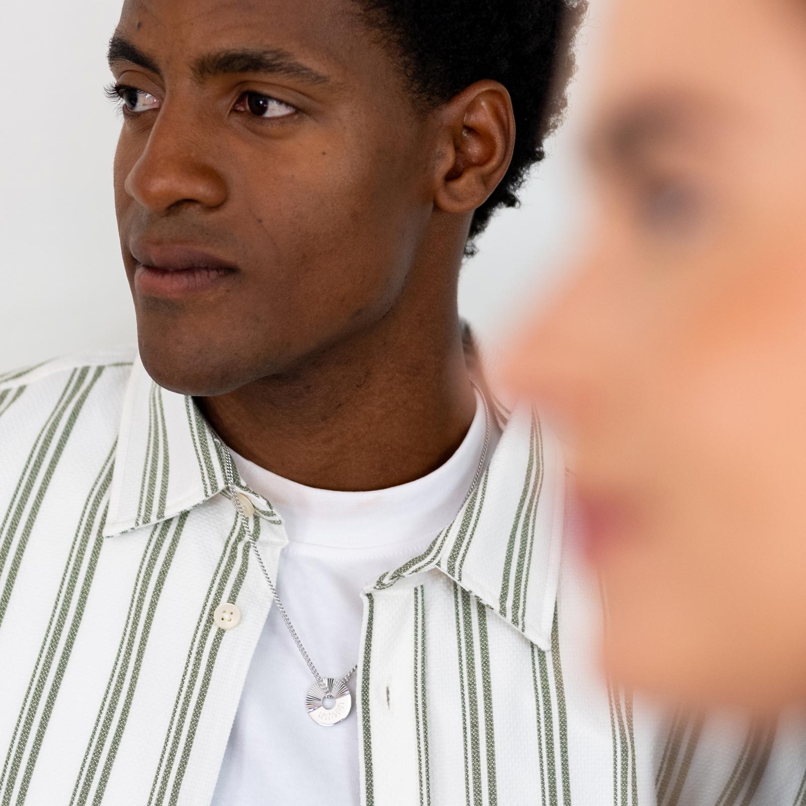 Men's Personalised Engraved Silver Open Sun Disc Pendant | HappyBulle