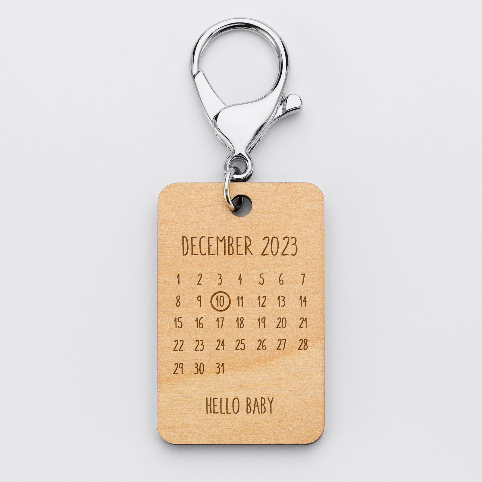 Personalised Calendar Engraved Wooden Keyring | HappyBulle