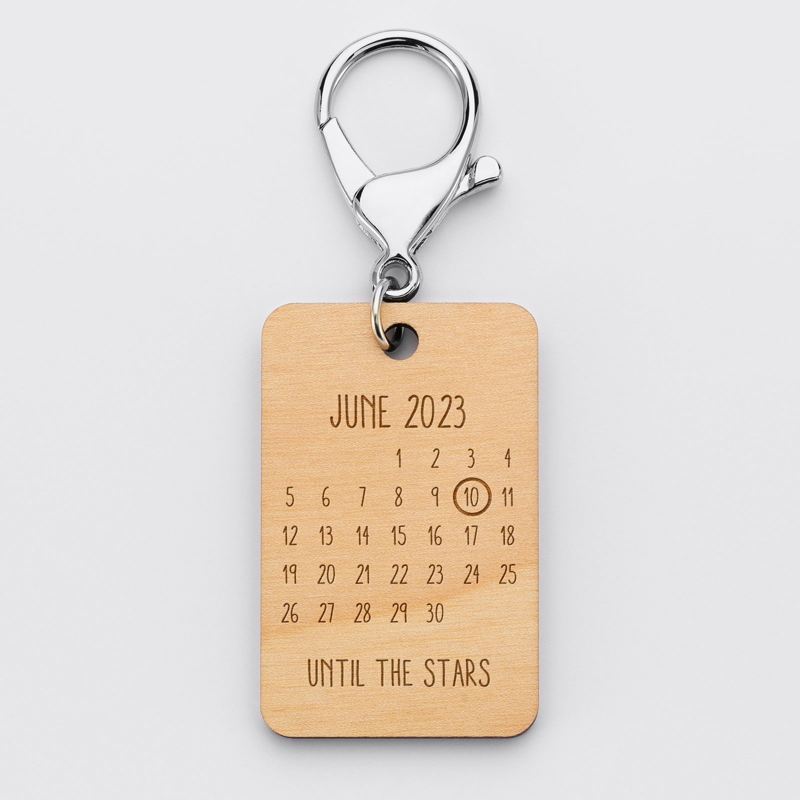 Personalised Calendar Engraved Wooden Keyring | HappyBulle