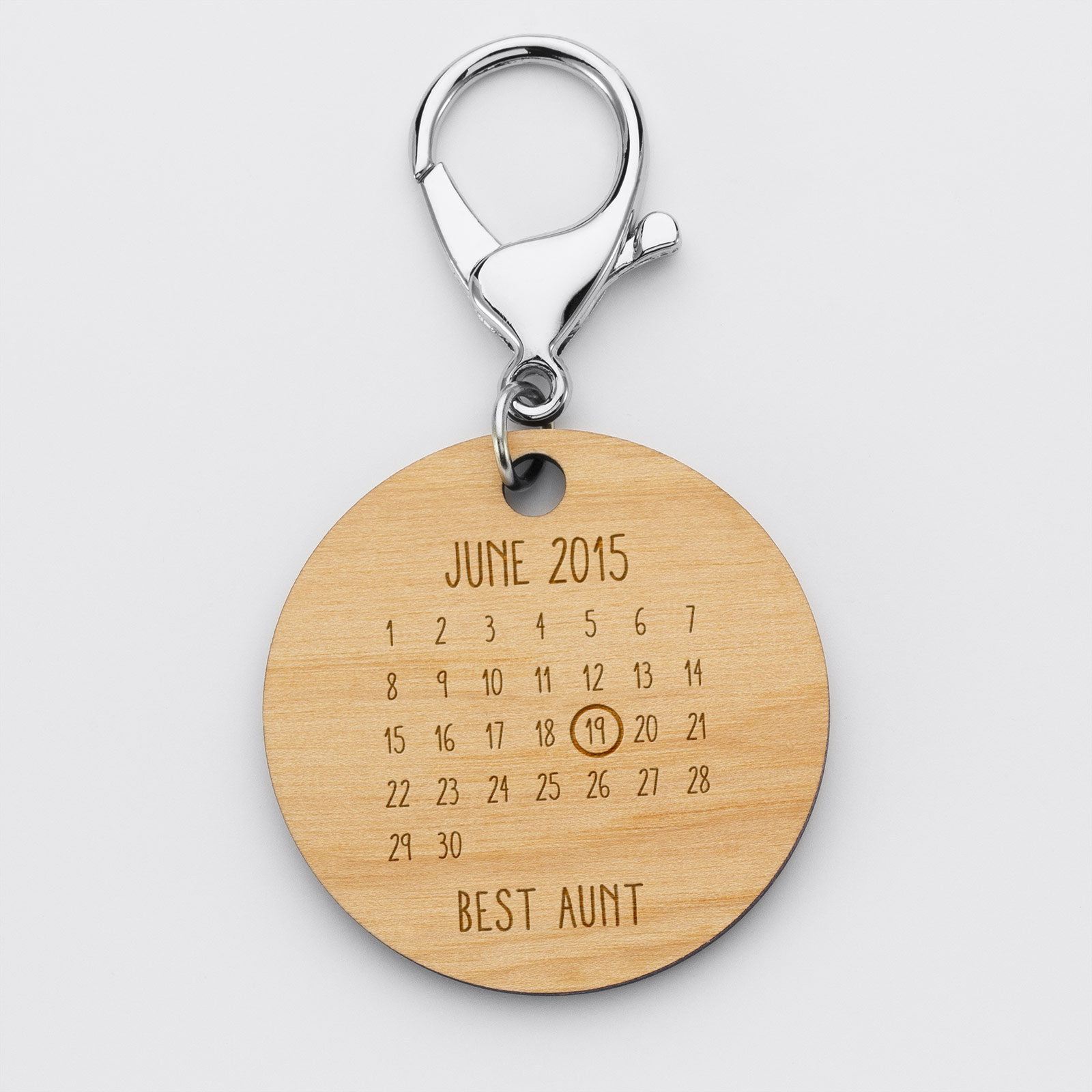 Personalised Calendar Engraved Wooden Keyring | HappyBulle