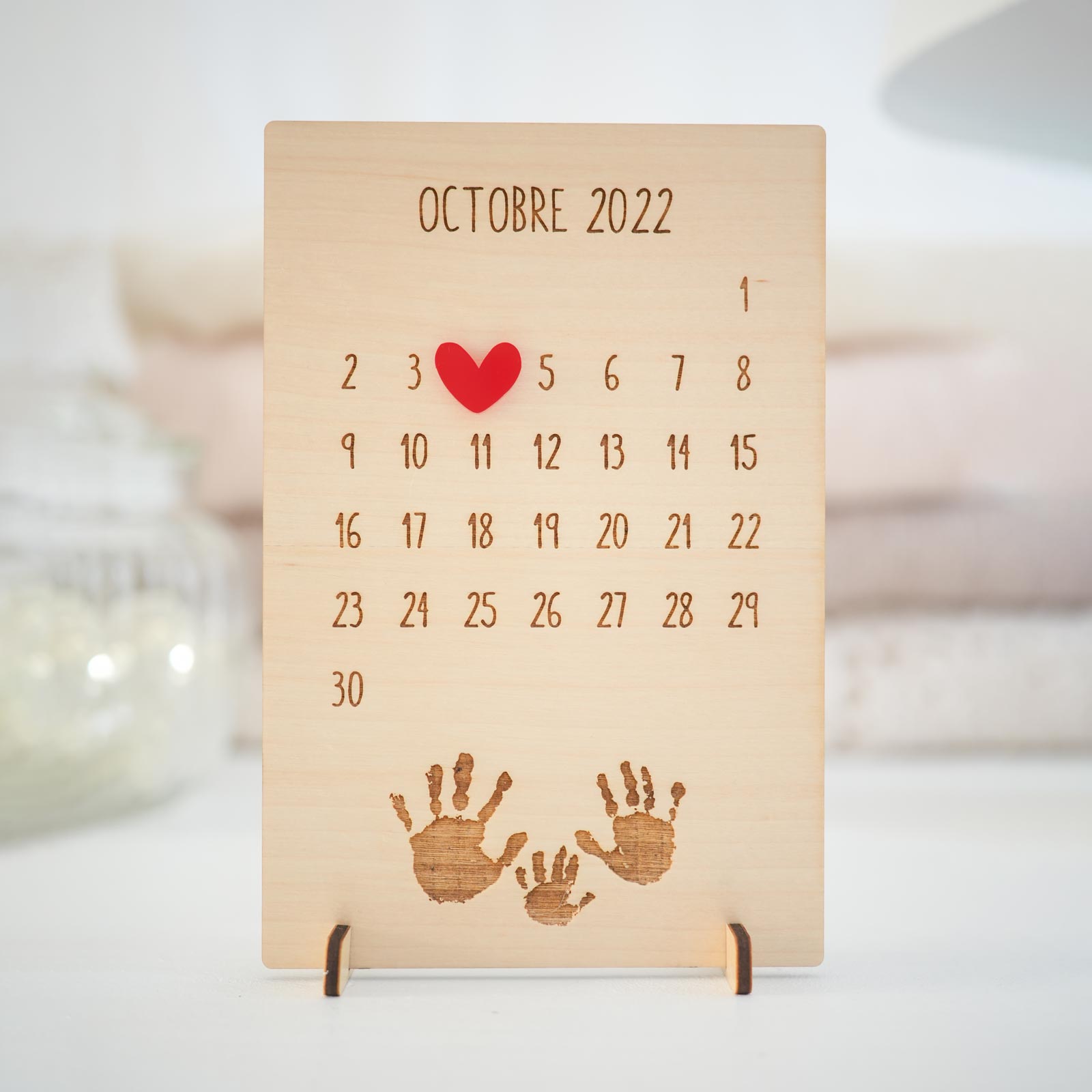 Cadre bois calendrier personnalisé gravé 15x10 cm | HappyBulle