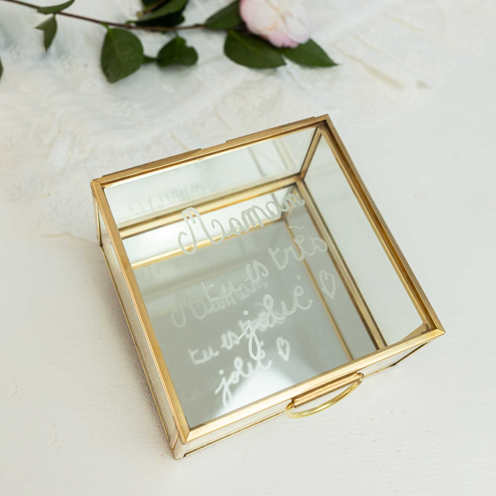 Personalised Engraved Glass Jewellery Box 10x10x5 cm | HappyBulle