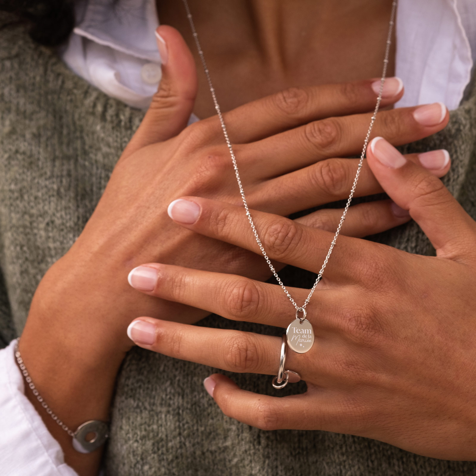 Personalised Hen Party Engraved Silver Disc Pendant 15 mm | HappyBulle