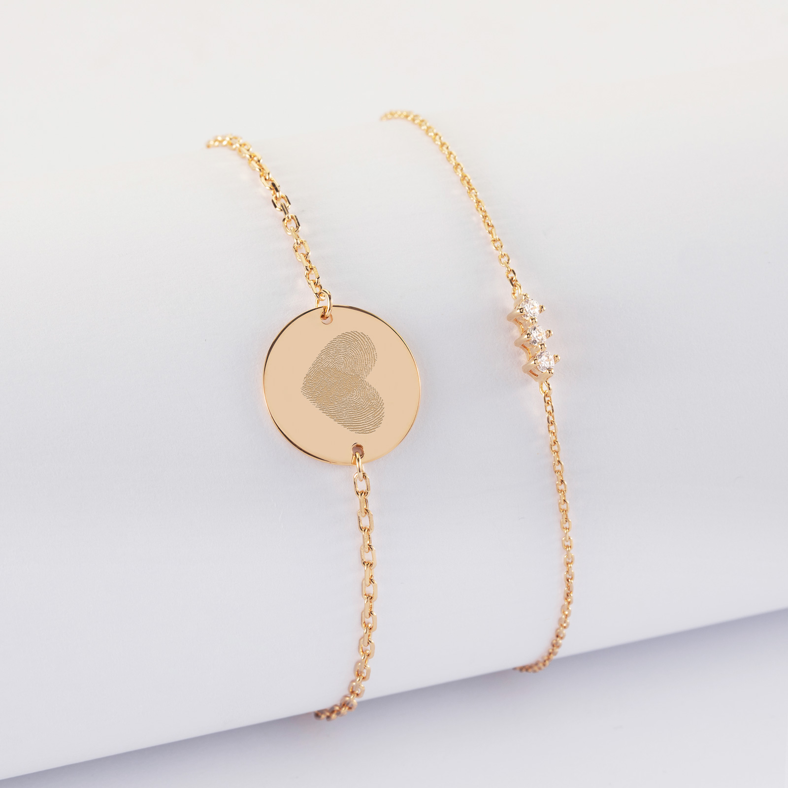 Bride Gold-Plated Chain Bracelet Duo with Personalised Engraved 15 mm ...