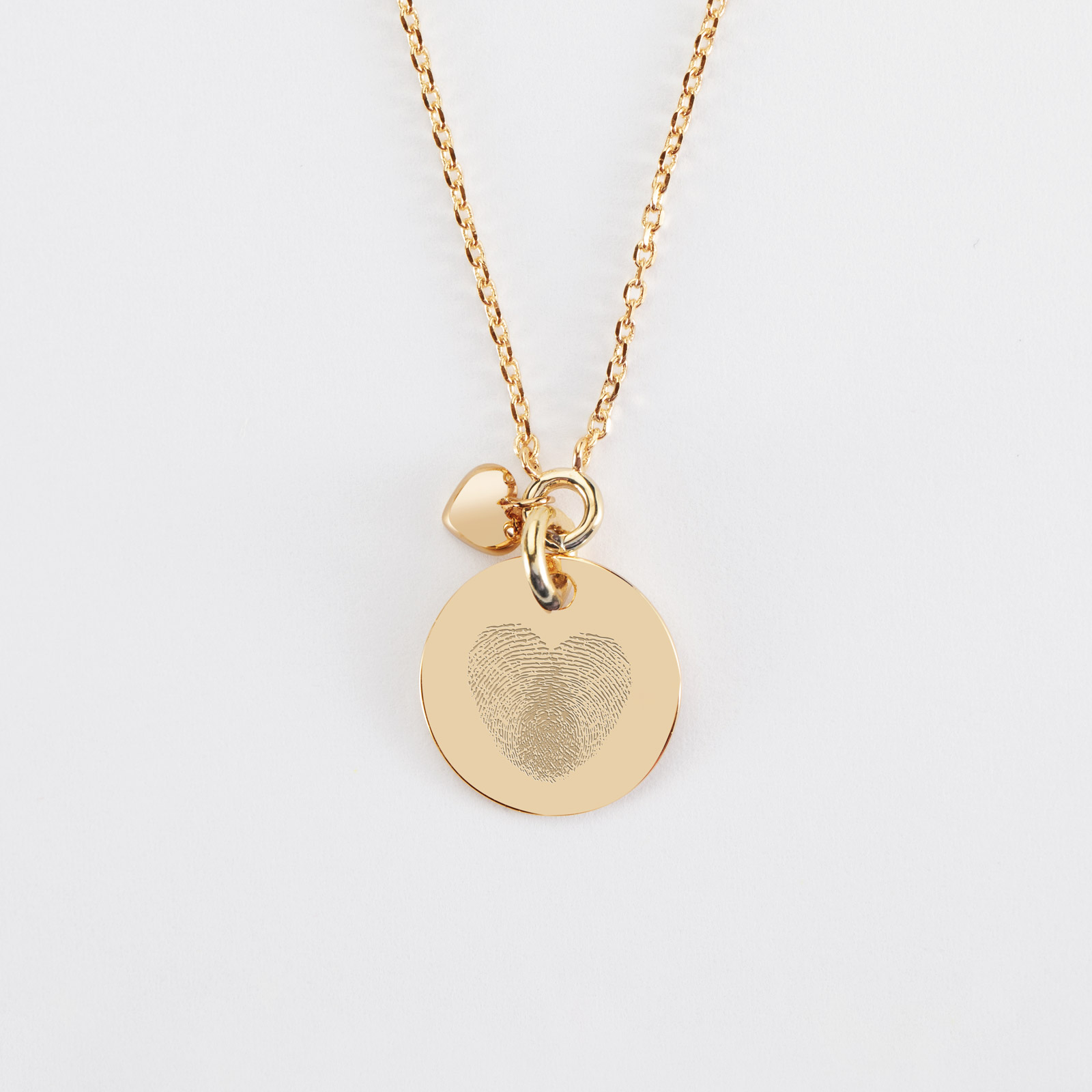 Collier Mariée personnalisé mini coeur bombé médaille 15 mm plaqué or ...